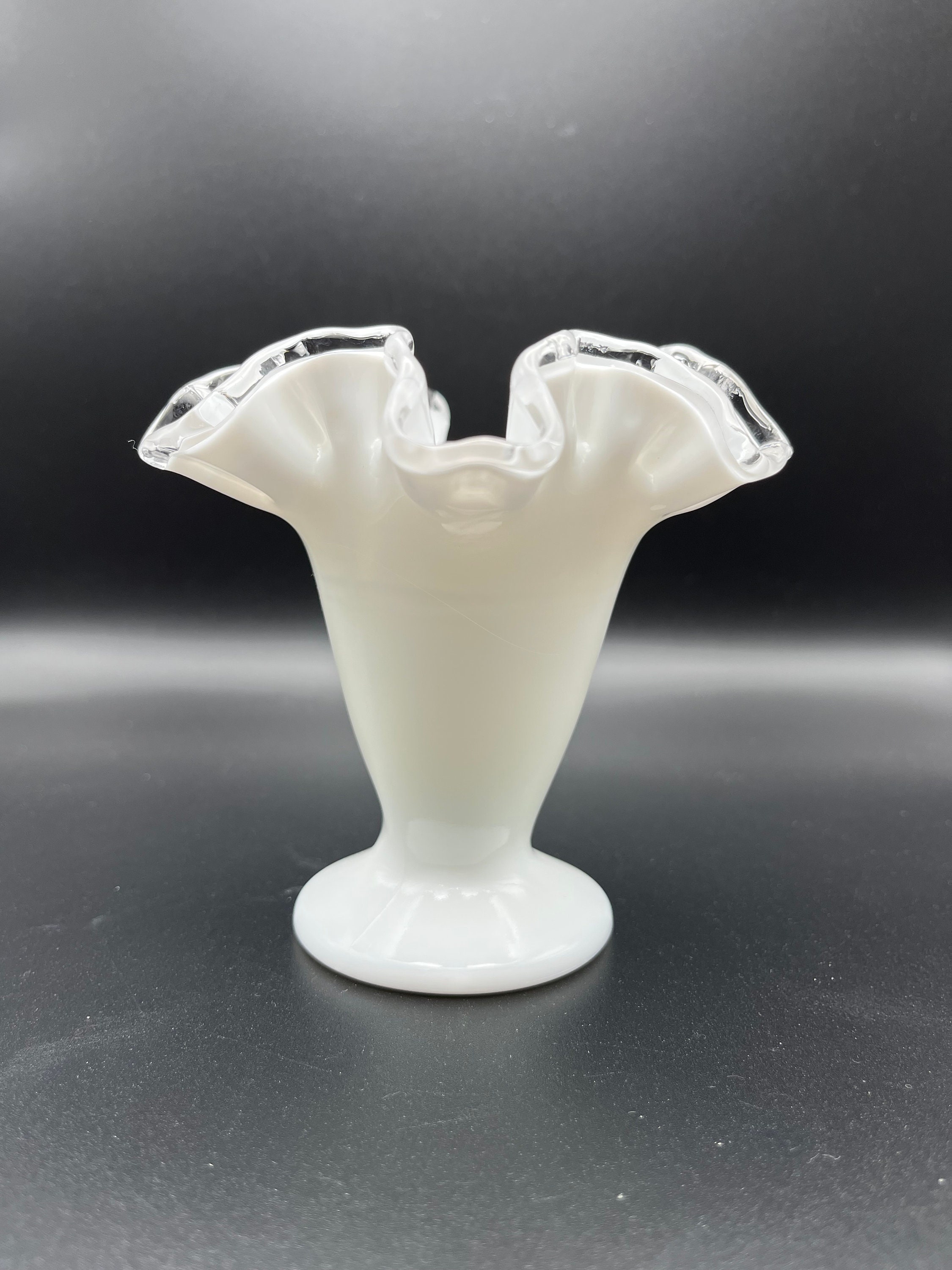 Vintage Fenton Silver Crest Bud Vase, Vintage Decor, Home Decor, White ...
