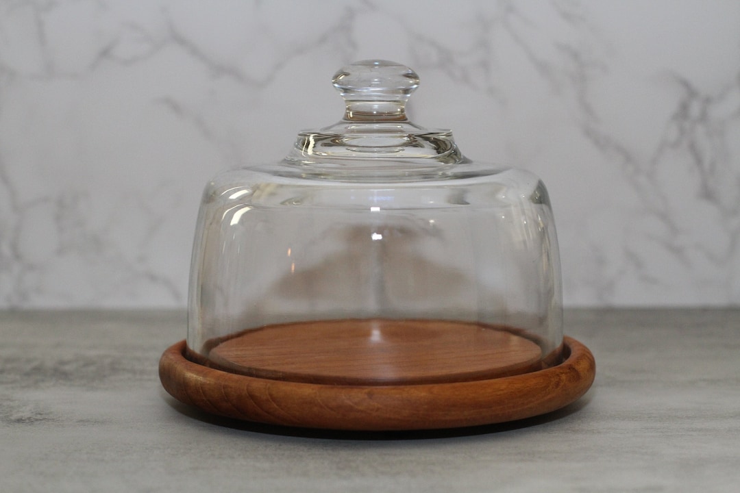 Vintage Goodwood Cheese Board Glass Cloche Dome Mid-century Modern Tray ...