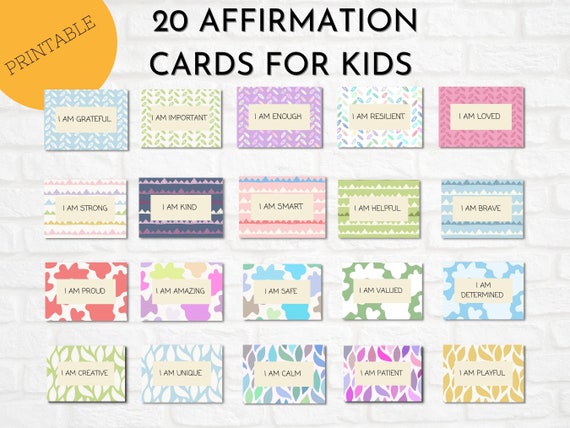 Affirmation Cards for Kids Printable | Etsy