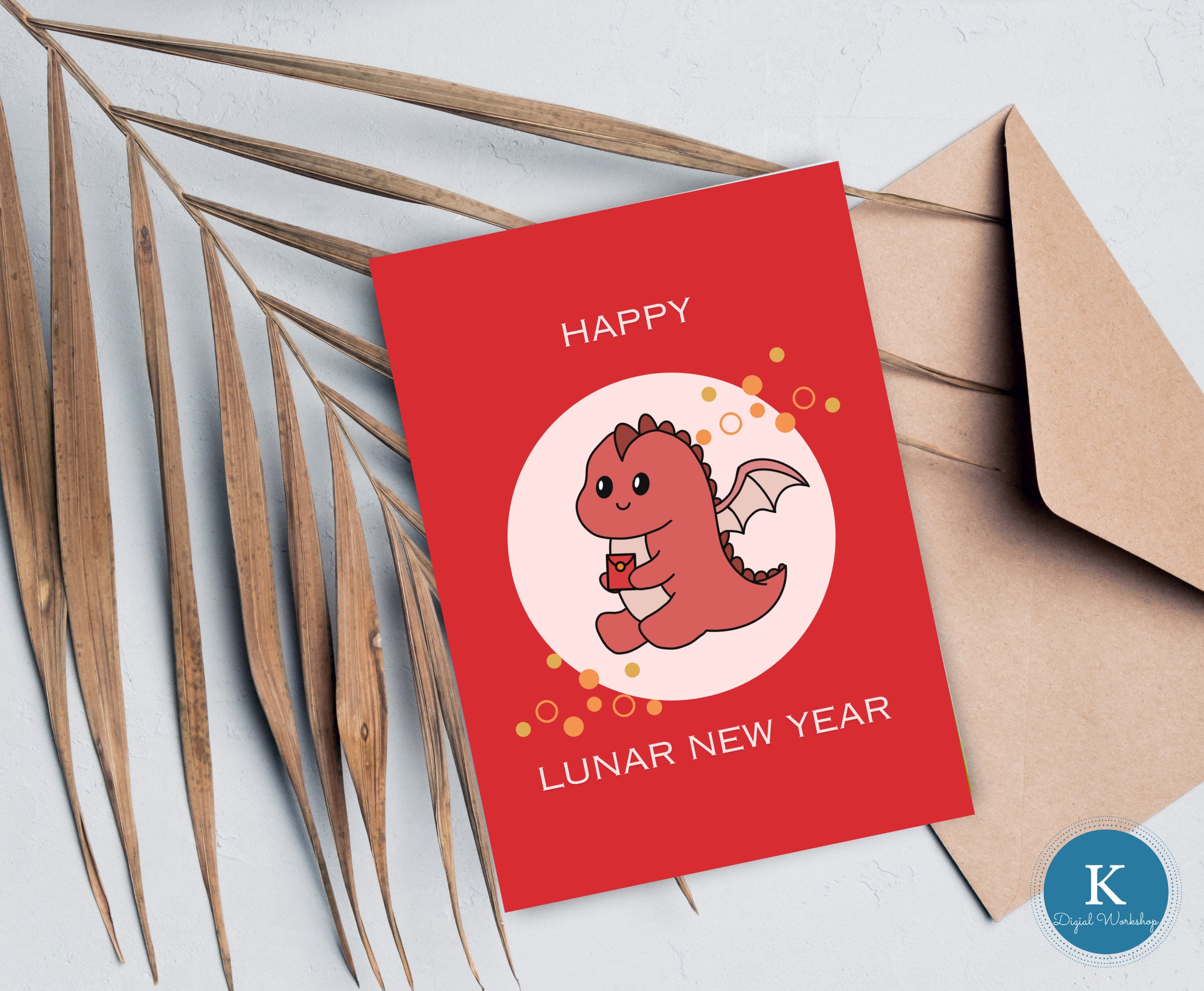 Year of the Dragon Chinese New Year 2024 Cardlunar New Year Cardinstant ...