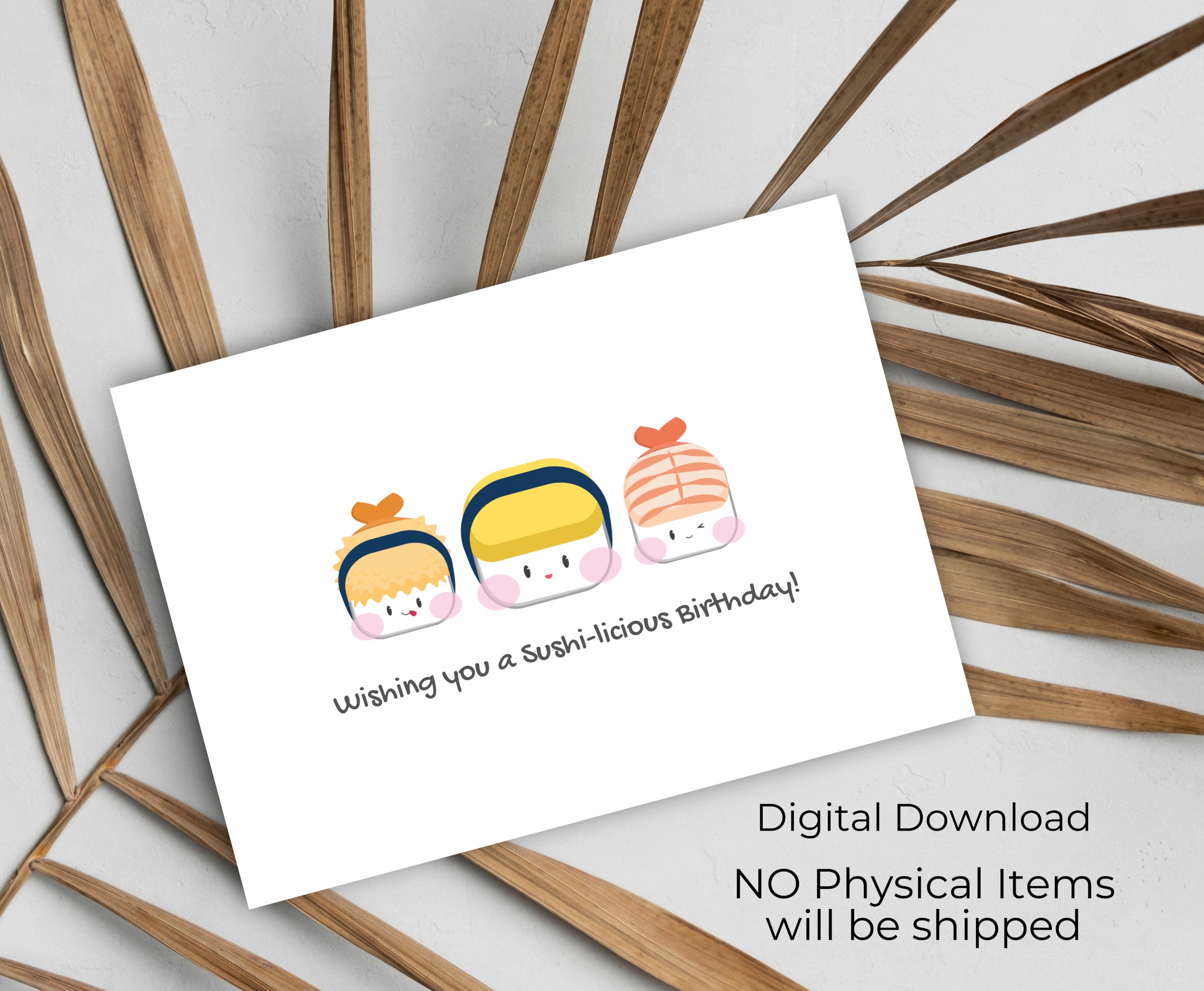 Printable Cute Sushi Birthday Card for Sushi Lovers. Instant Download ...