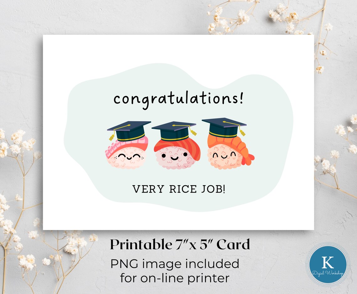 Sushi Graduation Card|printable Instant Download Grad Card ...