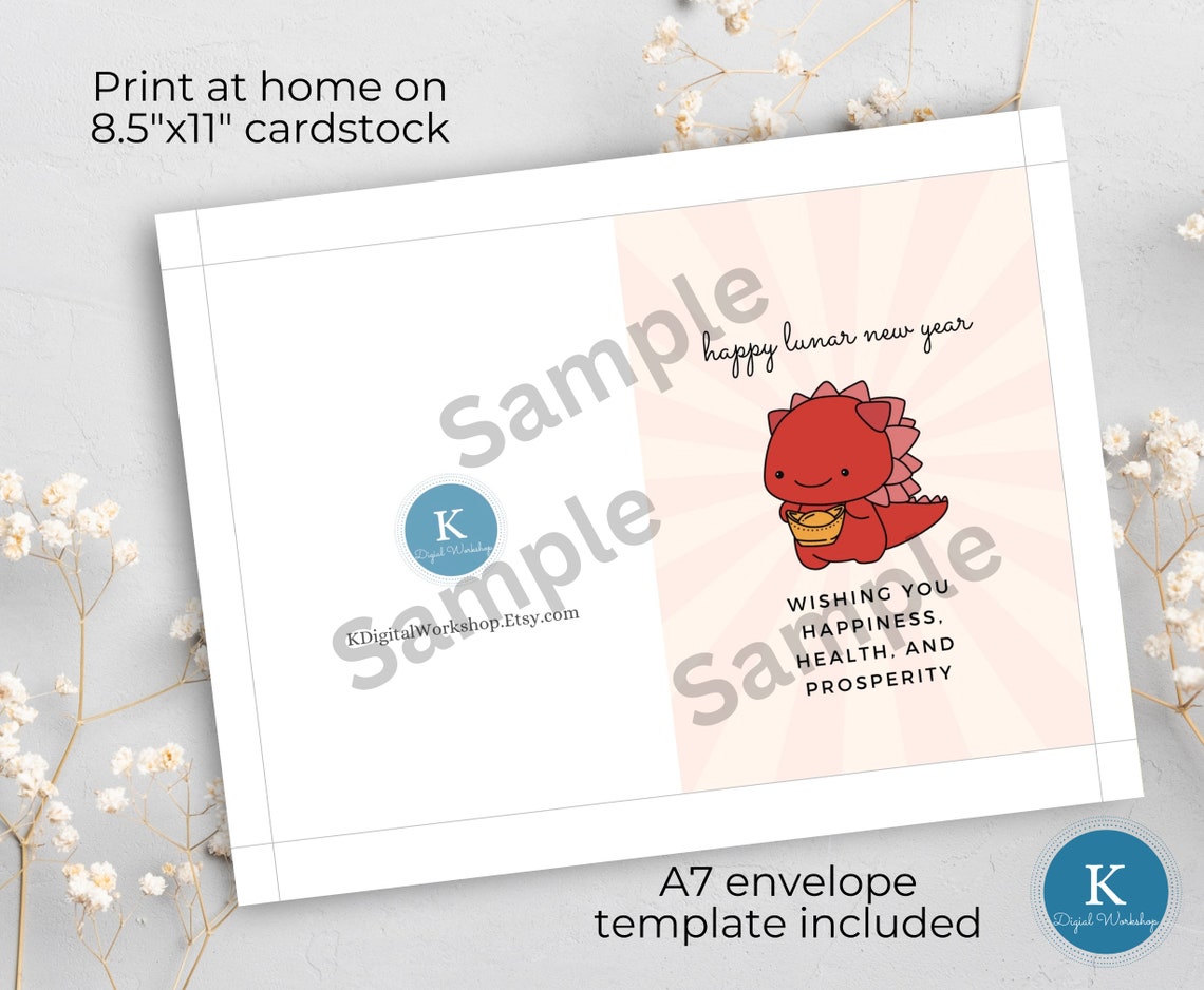 Year of the Dragon Chinese New Year 2024 Cardlunar New Year Cardinstant ...