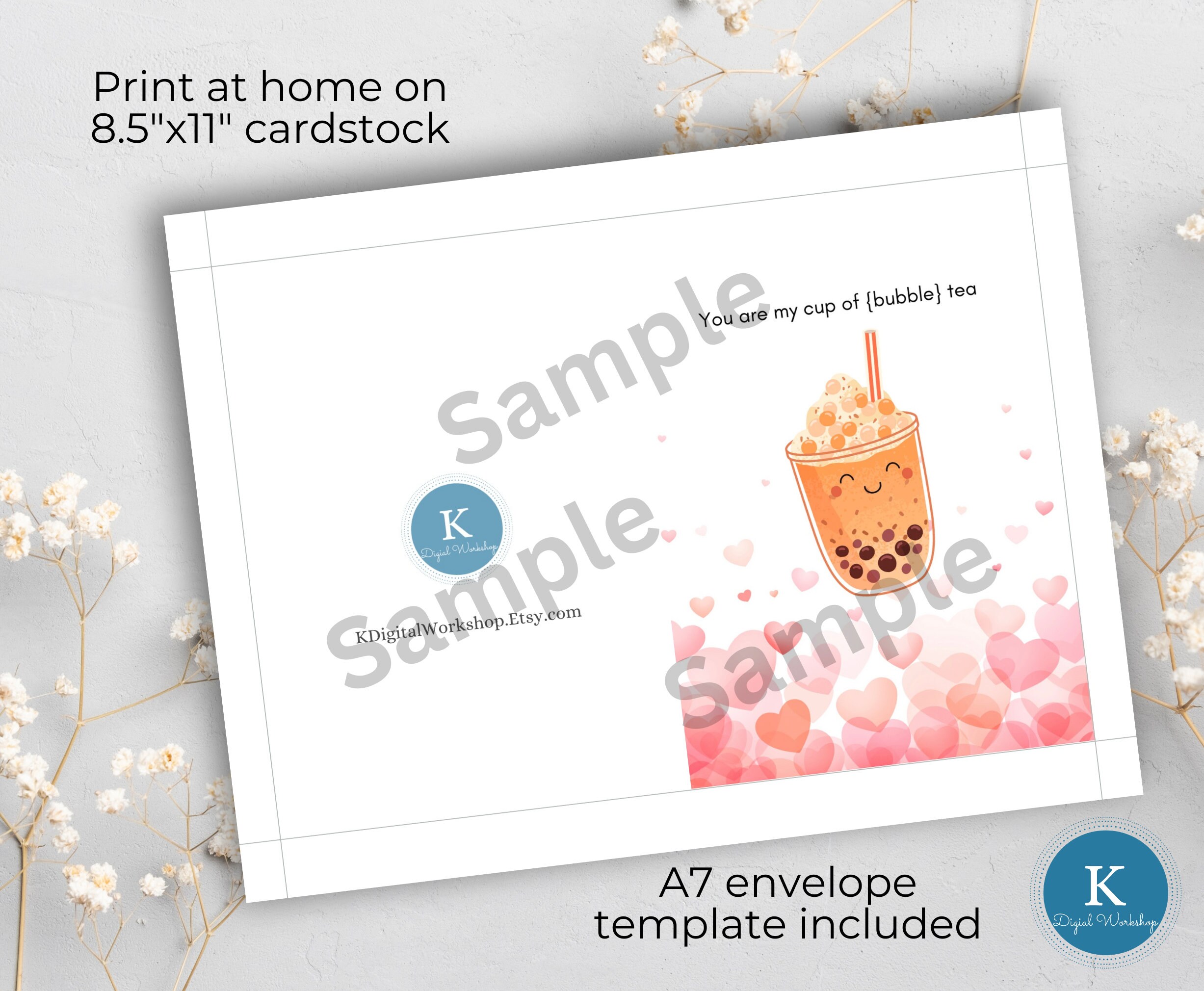 Bubble Tea Boba Tea Anniversary Card|i Love You Card|printable Boba ...