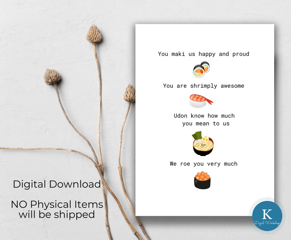 Sushi Birthday Card|printable Instant Download Birthday Card - Etsy