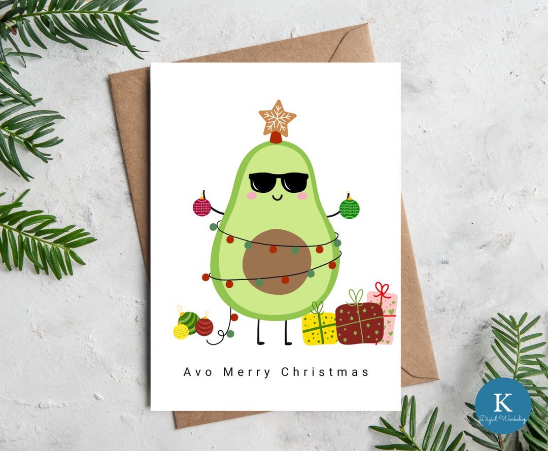 Avocado Christmas Card|digital Download Printable Avocado Pun Funny ...