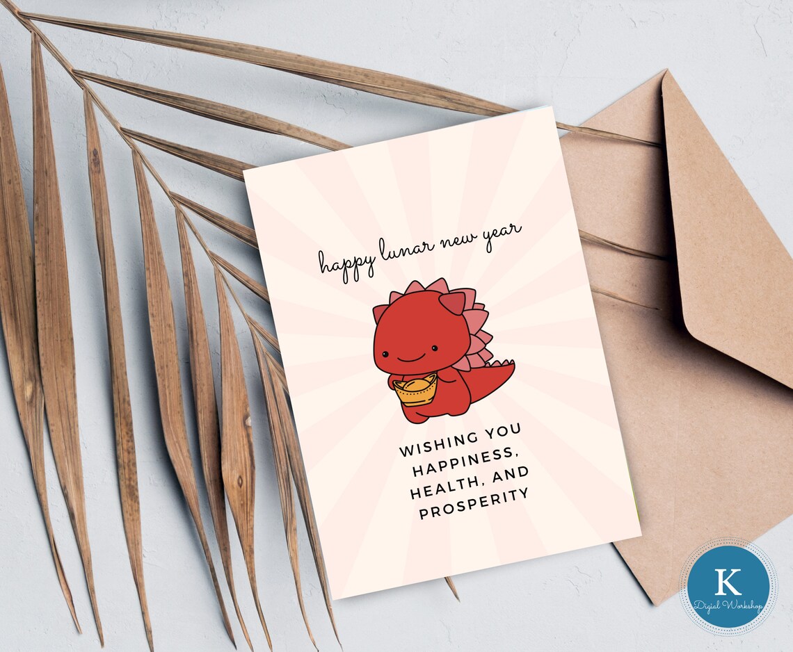 Year of the Dragon Chinese New Year 2024 Cardlunar New Year Cardinstant ...