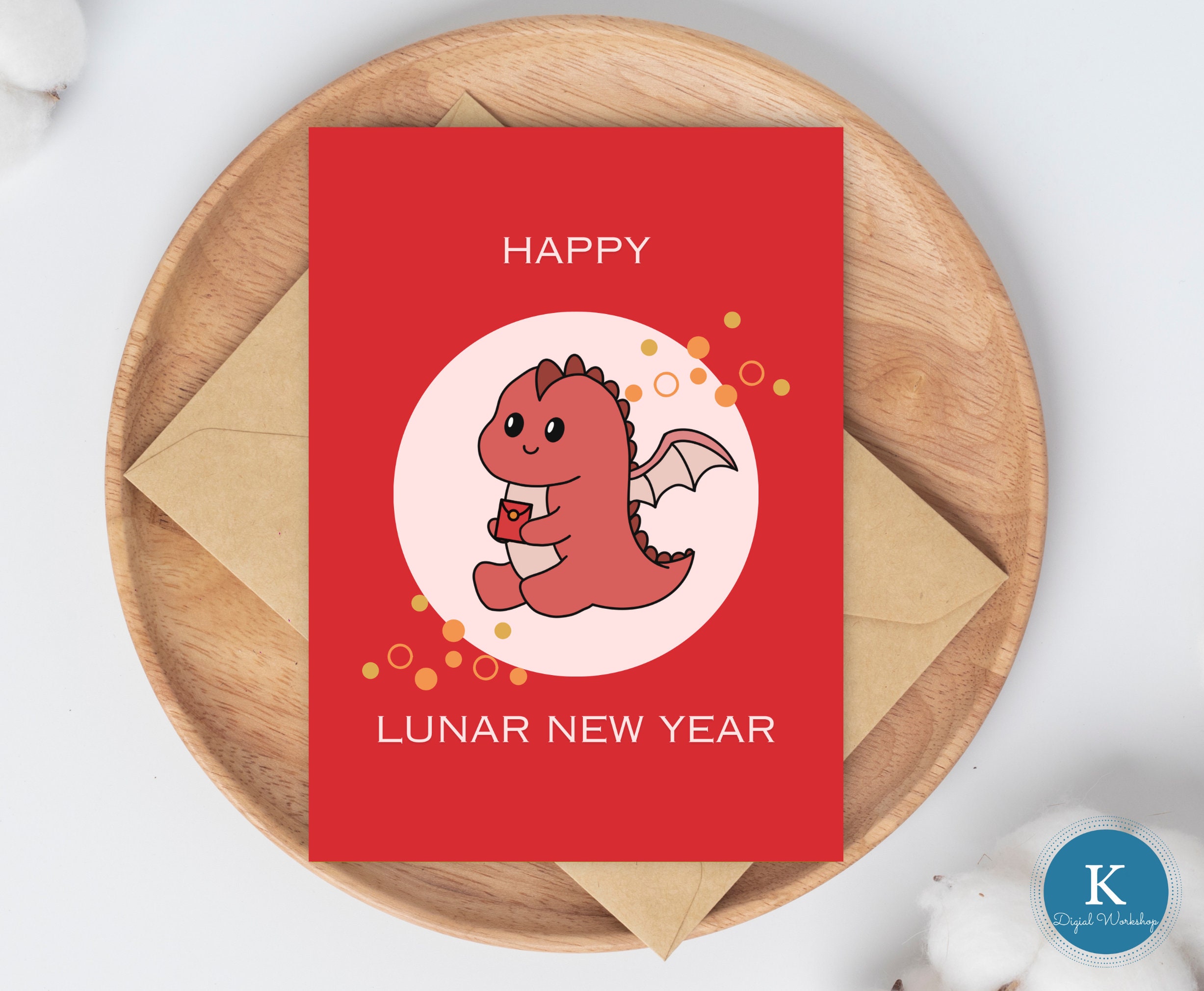 Year of the Dragon Chinese New Year 2024 Cardlunar New Year Cardinstant ...