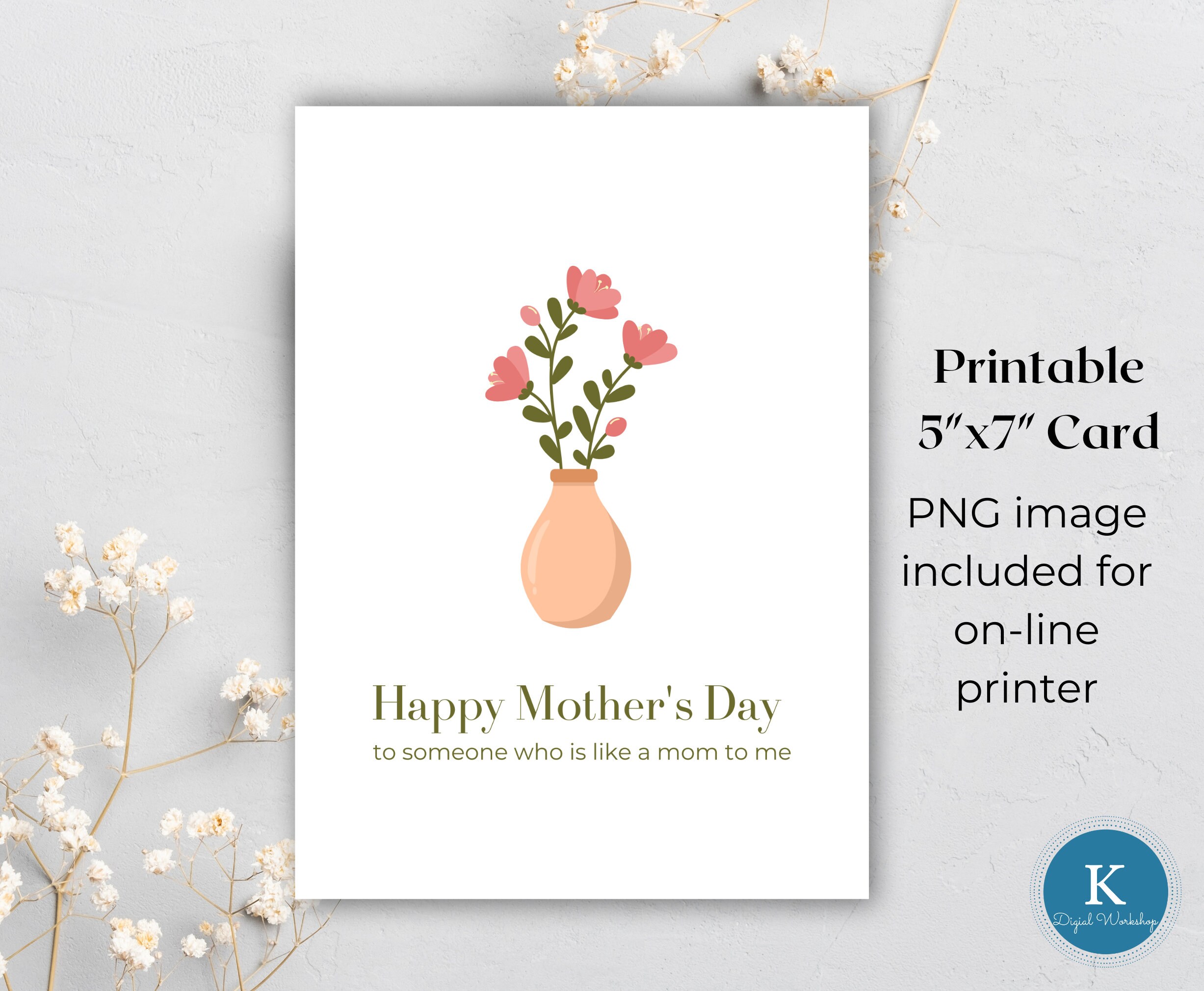 Happy Mother’s Day Flower Card for Someone Who is Like A Mom|instant ...