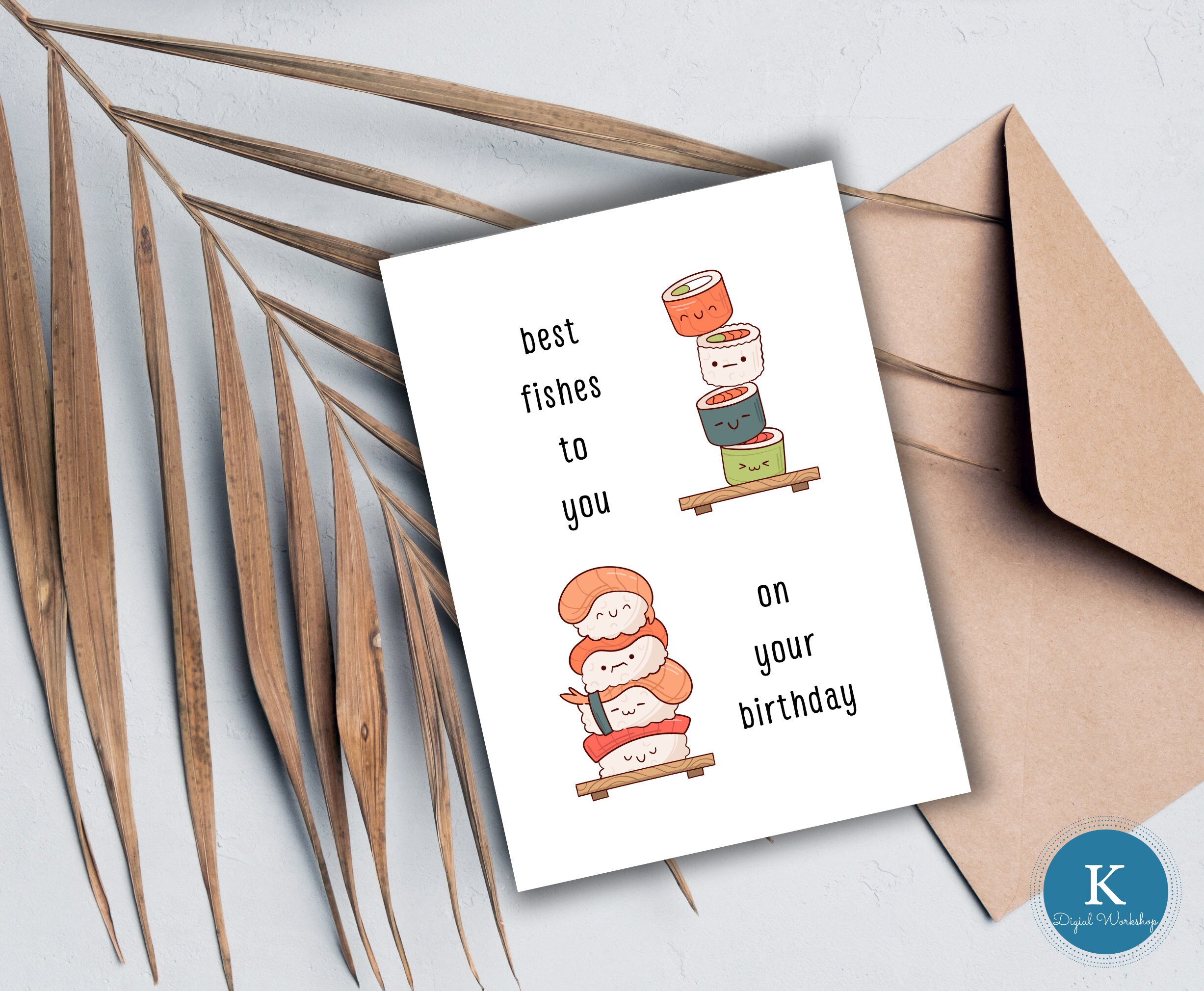 Sushi Birthday Card | Punny Foodie Gift (printable Instant Download ...