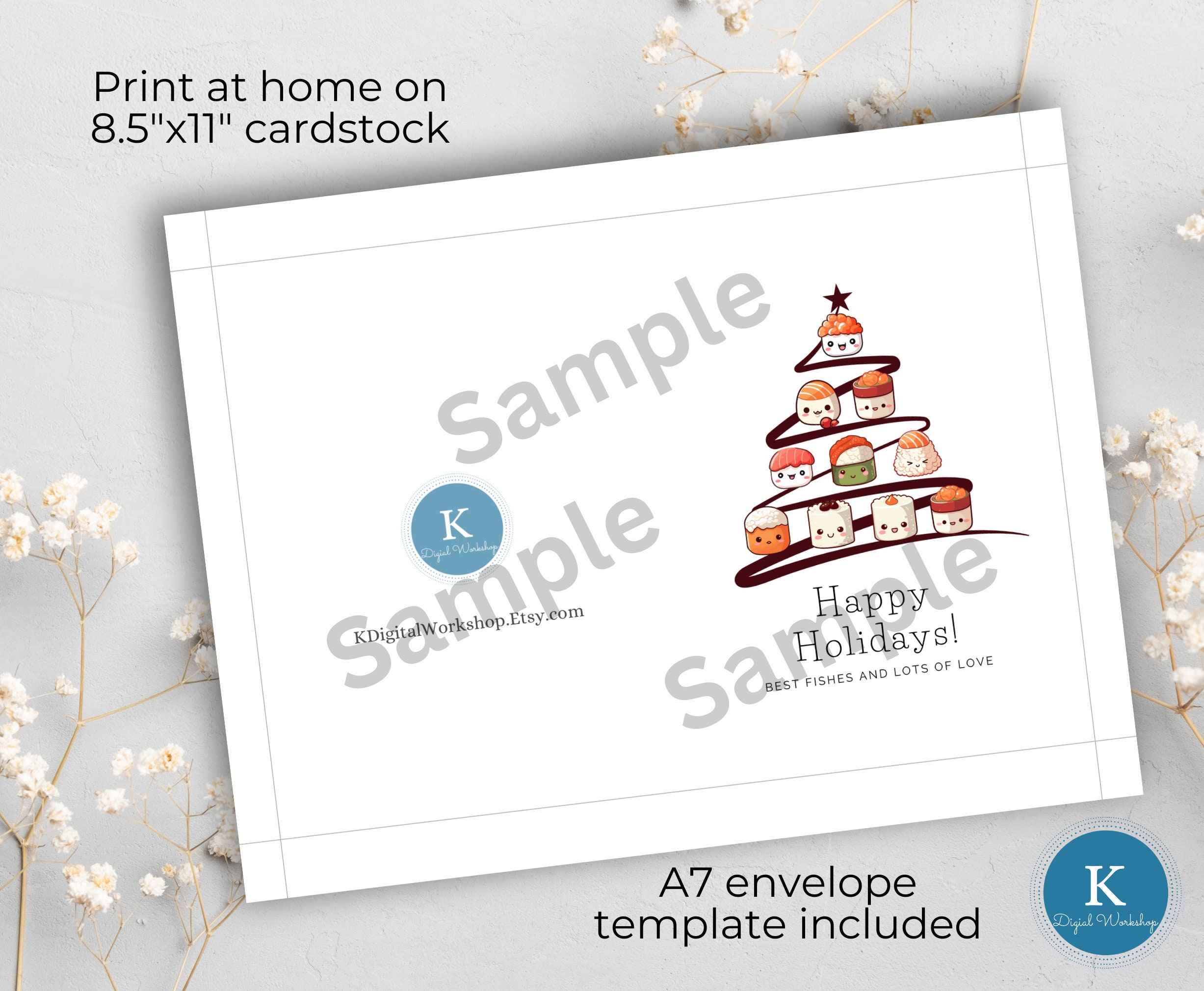 Sushi Christmas Tree Christmas Pun Card|printable Instant Download ...