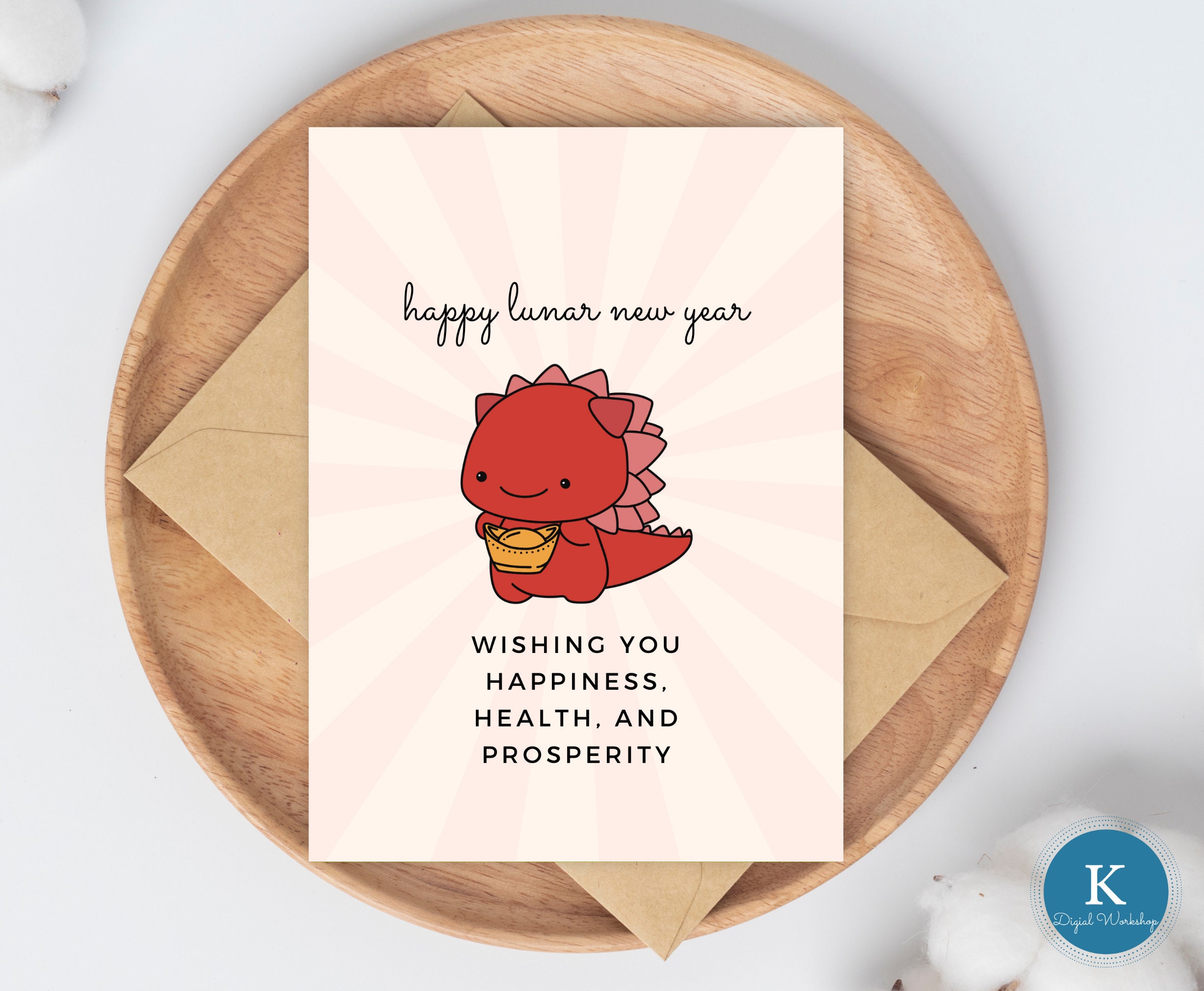 Year of the Dragon Chinese New Year 2024 Cardlunar New Year Cardinstant ...