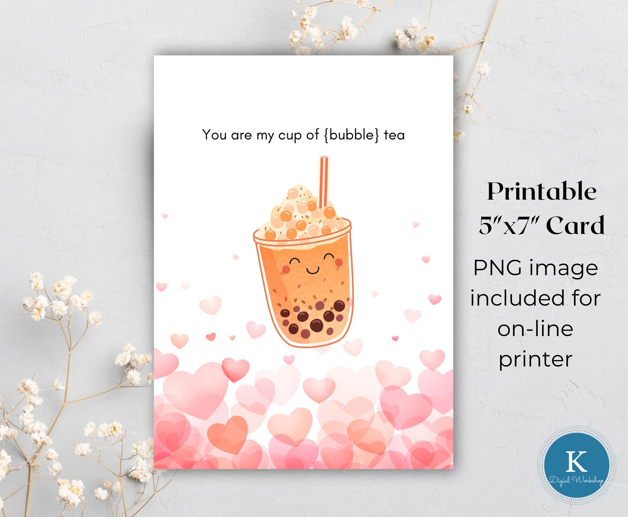 Bubble Tea Boba Tea Anniversary Card|i Love You Card|printable Boba ...