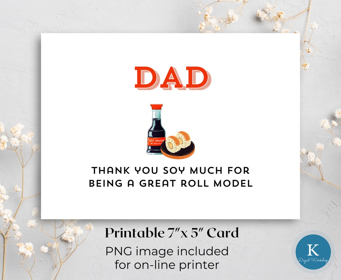Happy Father's Day Sushi Card|instant Download Printable Sushi Father’s ...
