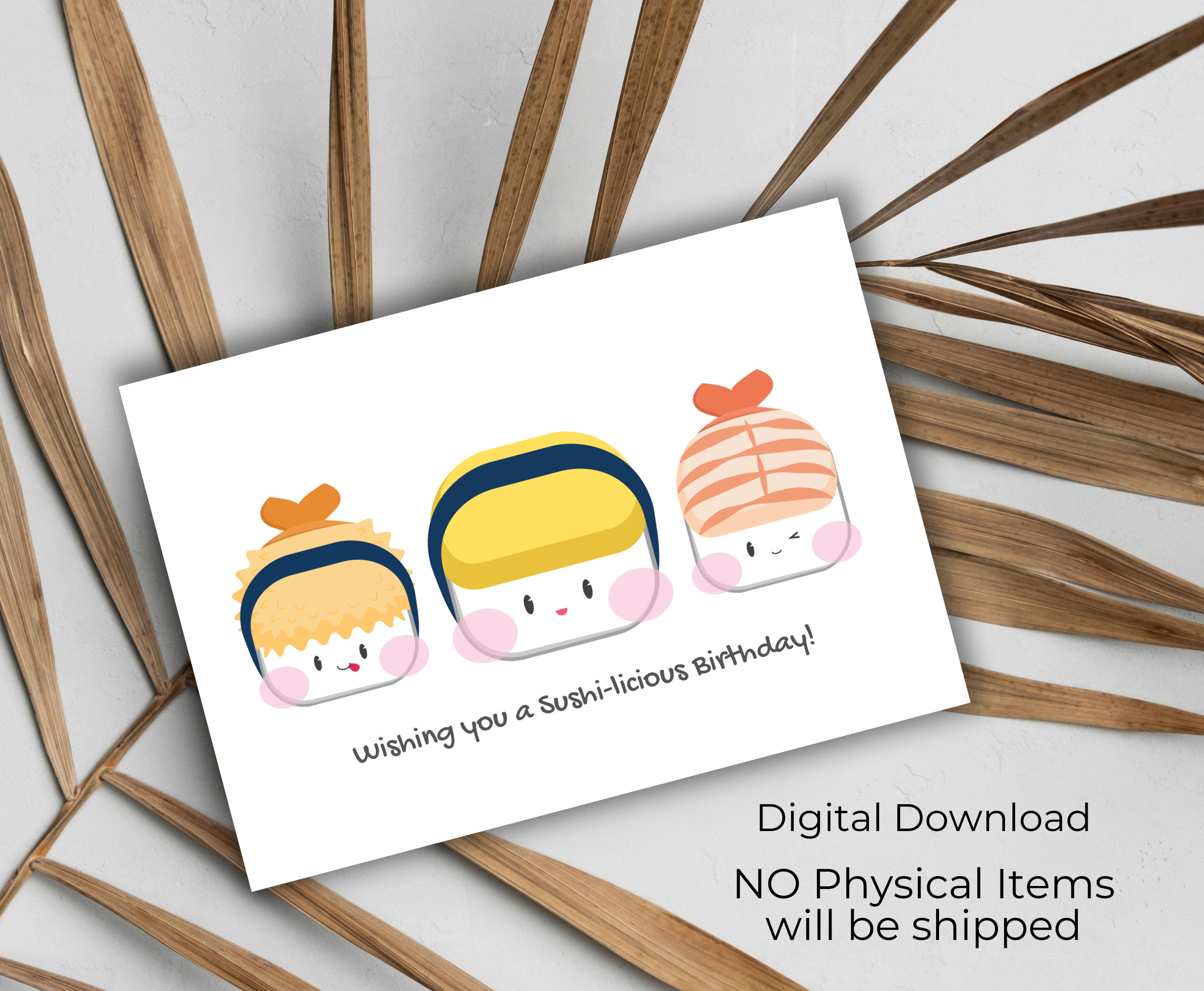 Printable Cute Sushi Birthday Card for Sushi Lovers. Instant - Etsy