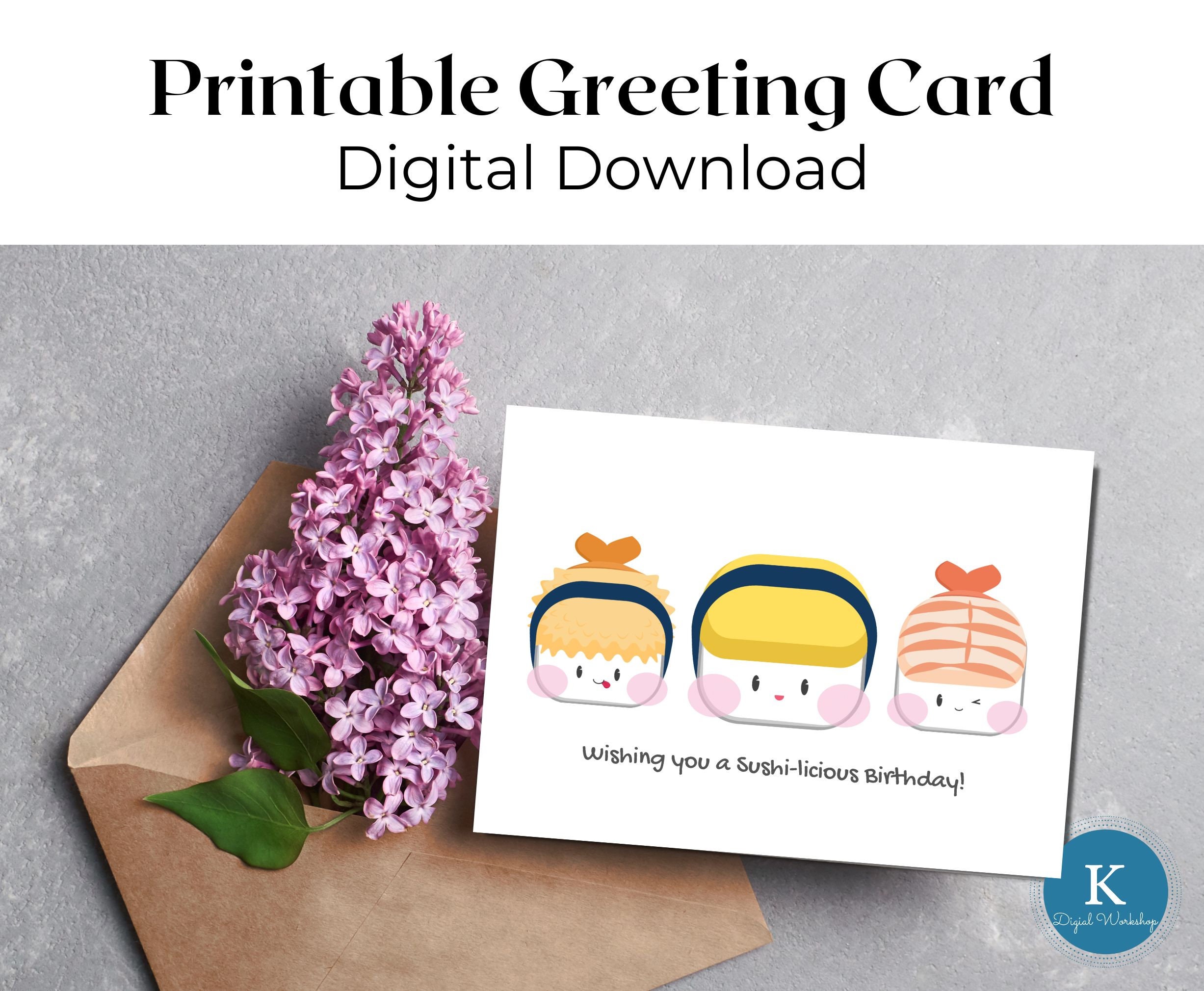 Printable Cute Sushi Birthday Card for Sushi Lovers. Instant - Etsy Canada