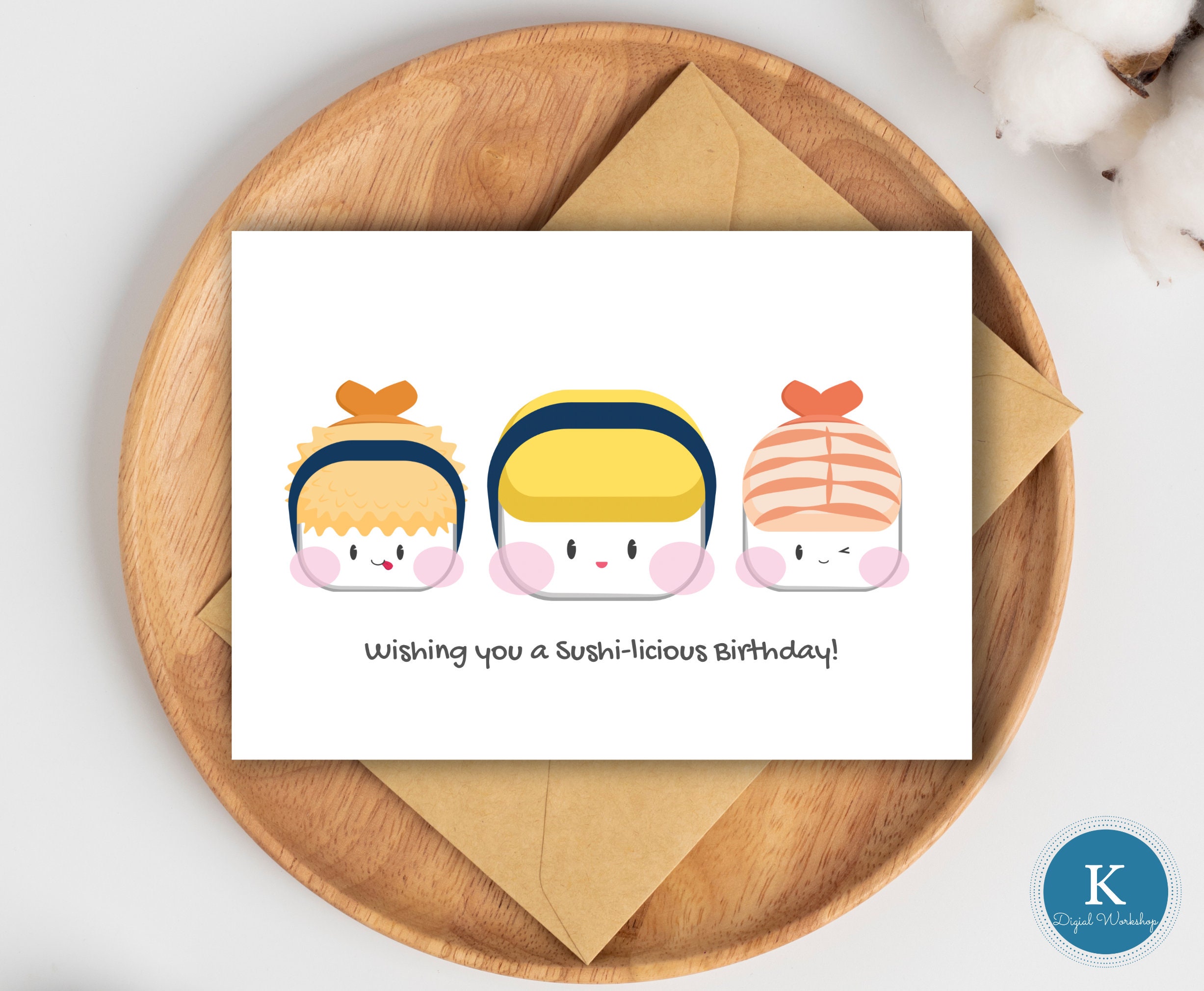 Printable Cute Sushi Birthday Card for Sushi Lovers. Instant - Etsy