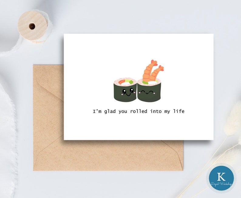 Sushi Anniversary Card|i Love You Card|sushi Valentines Day Card ...