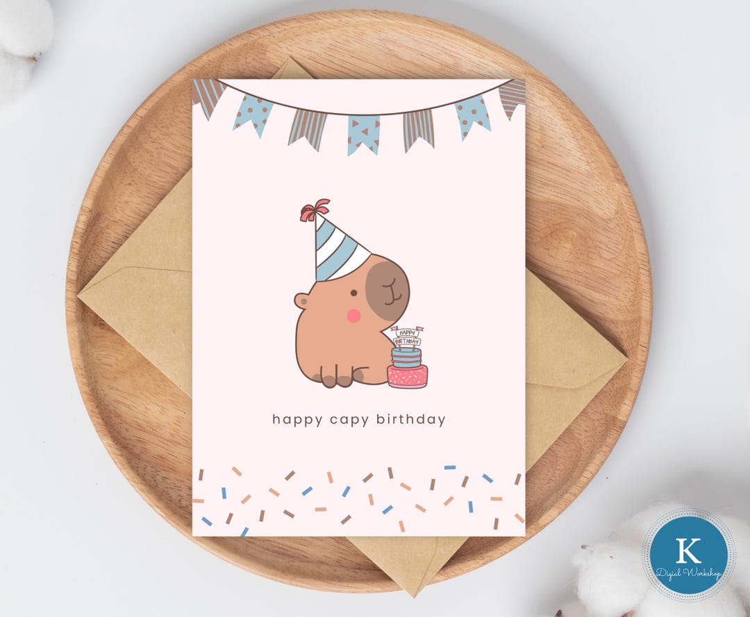 Happy Capy Birthday Card|instant Download Printable Capybara Card|cute ...