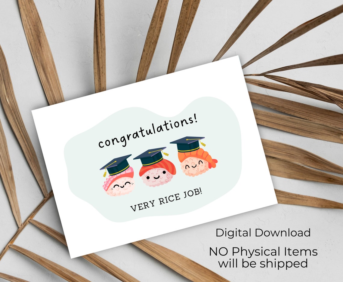 Sushi Graduation Card|printable Instant Download Grad Card ...