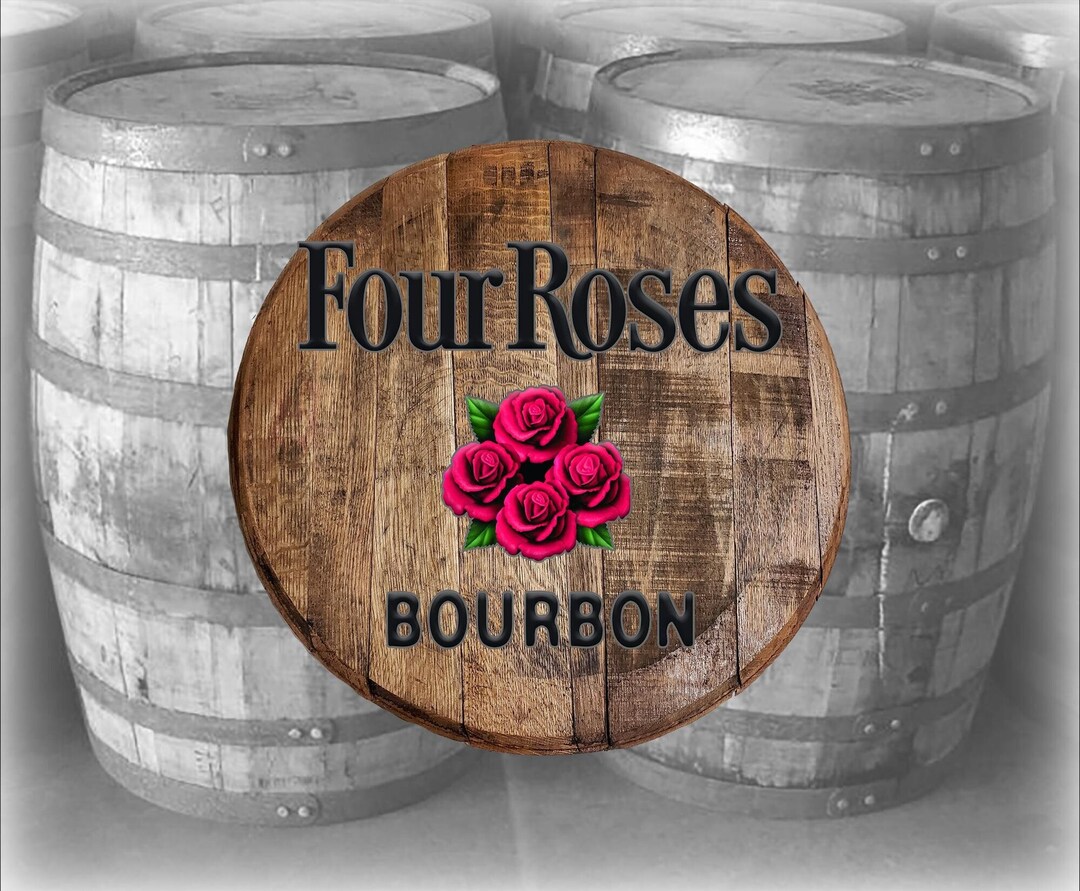Whiskey Barrel Bar Sign Four Roses Bourbon Home Bar Decor - Etsy UK
