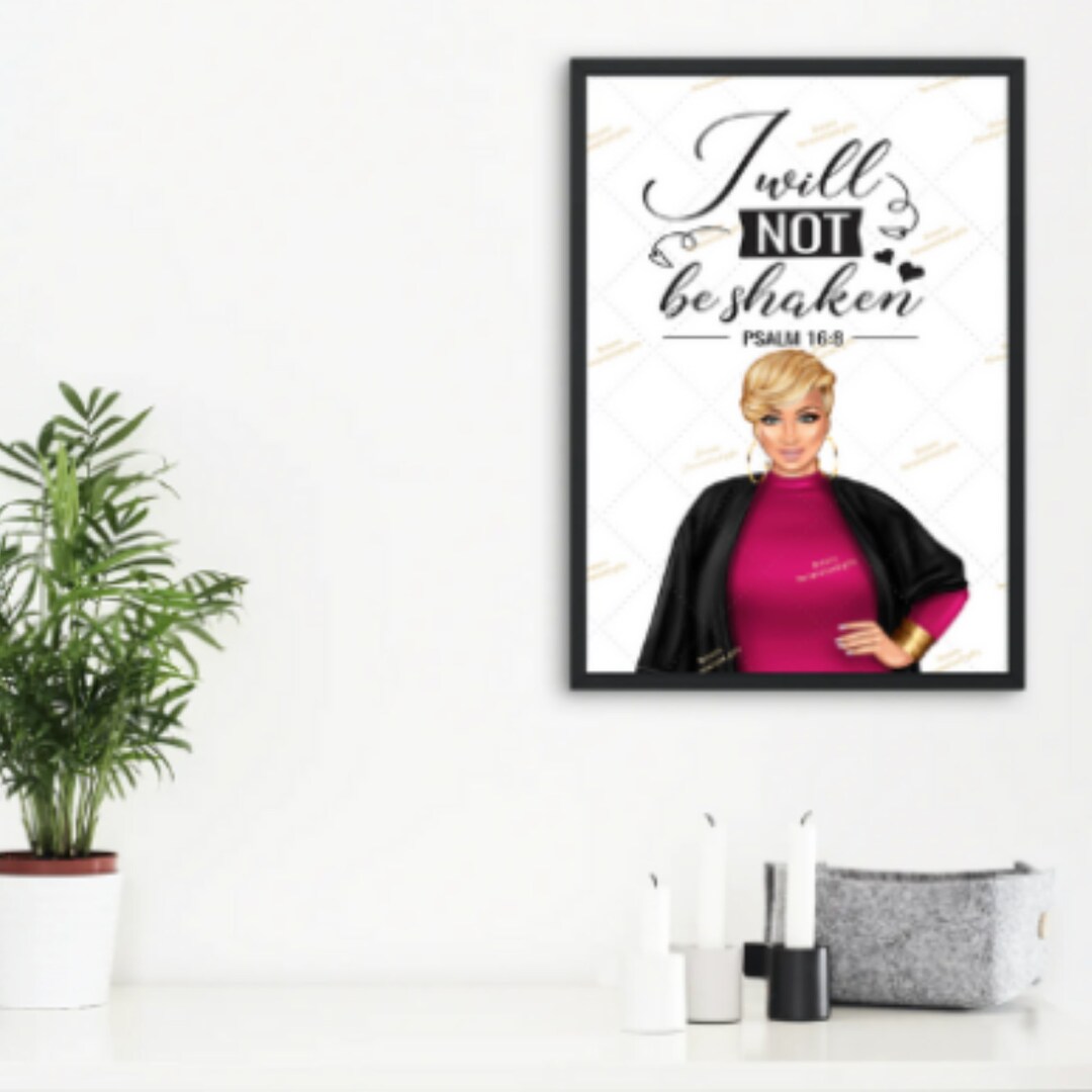 I Will Not Be Shaken, Bible Verse Frame, Psalm 16:8, Great Motivational ...