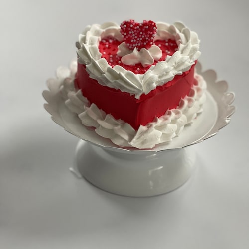 Red Heart Fake Cake With Sprinkles/faux Cake in Free Gift Box - Etsy