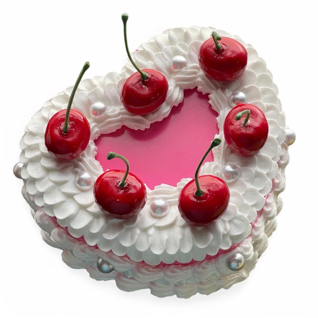 Ruffles and Pearls Faux Cake Box With Cherries in Yellow - Etsy
