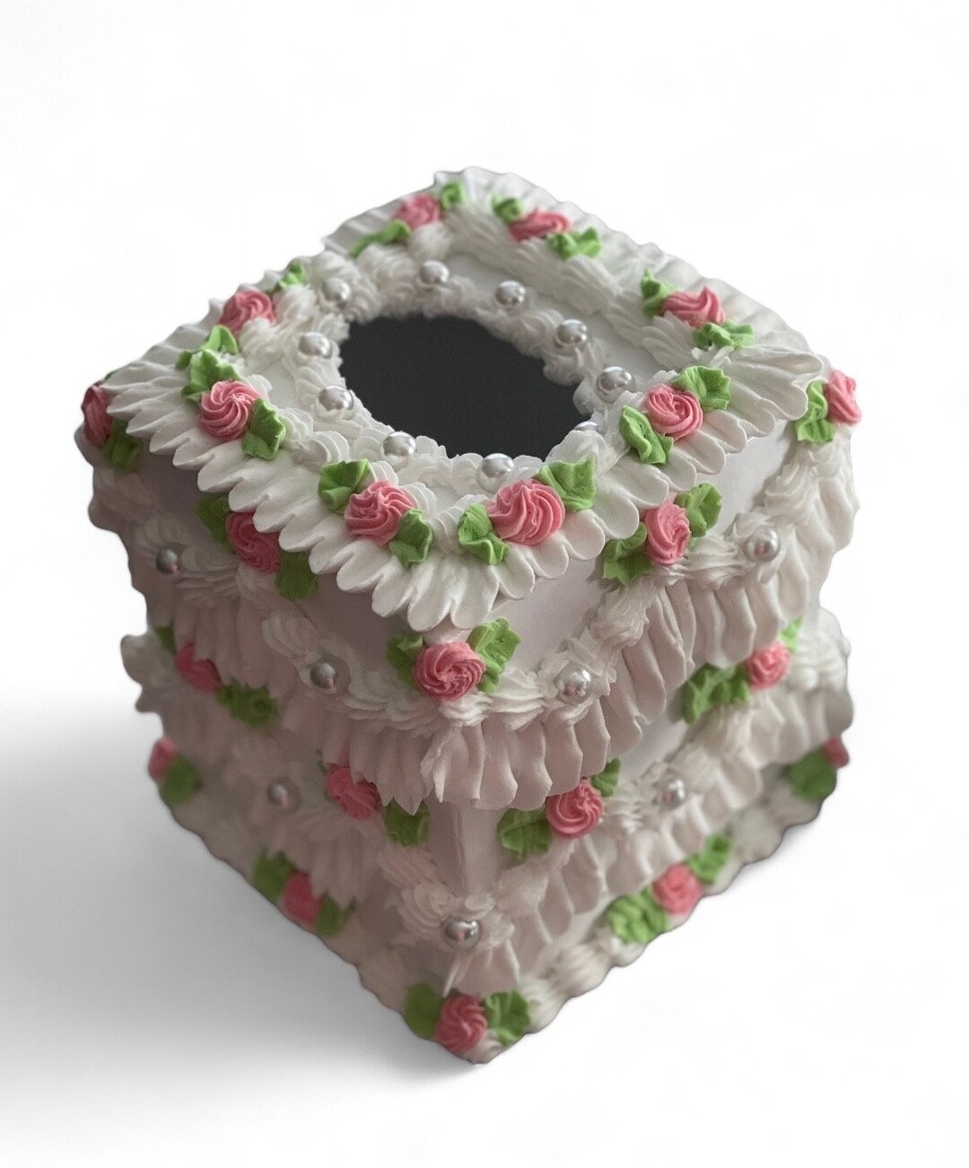 Shabby Chic Rosebud and Ruffle Cake Tissue Box - Etsy