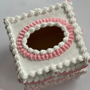 Faux Cake Tissue Box in Pink and White With Pearls - Etsy