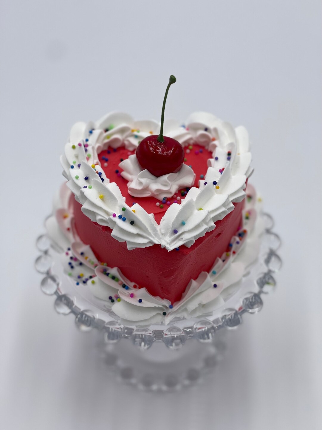 Red Heart Fake Cake With Sprinkles/faux Cake in Free Gift Box - Etsy