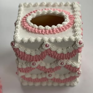Faux Cake Tissue Box in Pink and White With Pearls - Etsy