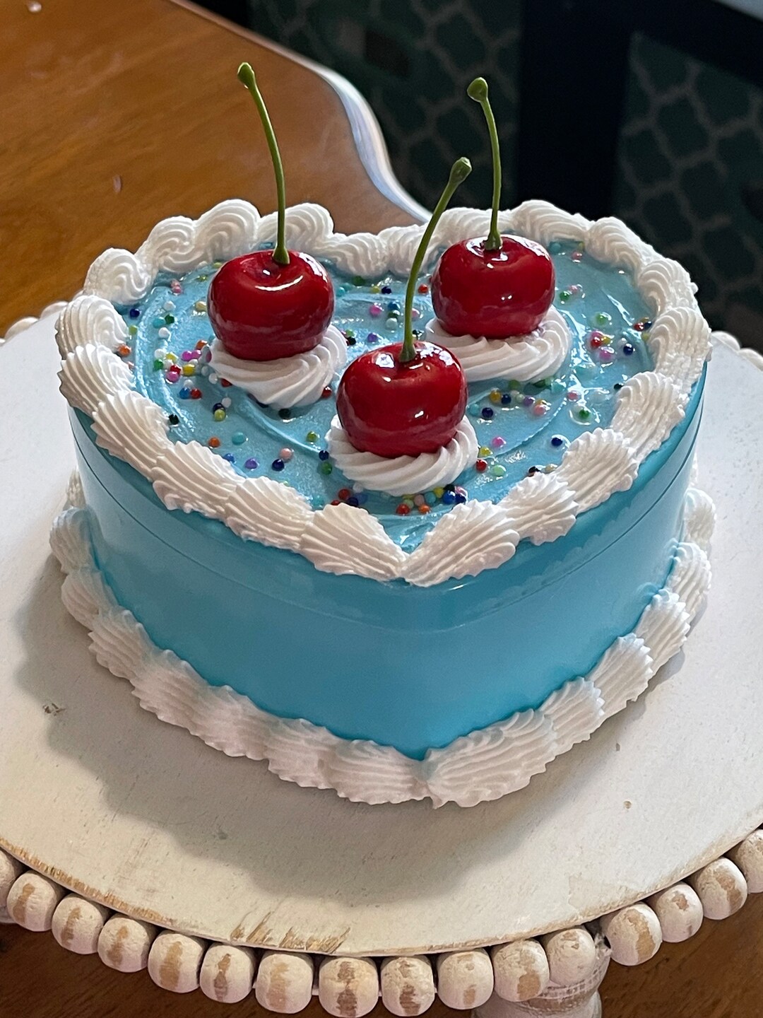 Party in Blue Jewelry Box Fake Cake With Sprinkles and Cherries - Etsy