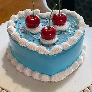 Party in Blue Jewelry Box Fake Cake With Sprinkles and Cherries - Etsy