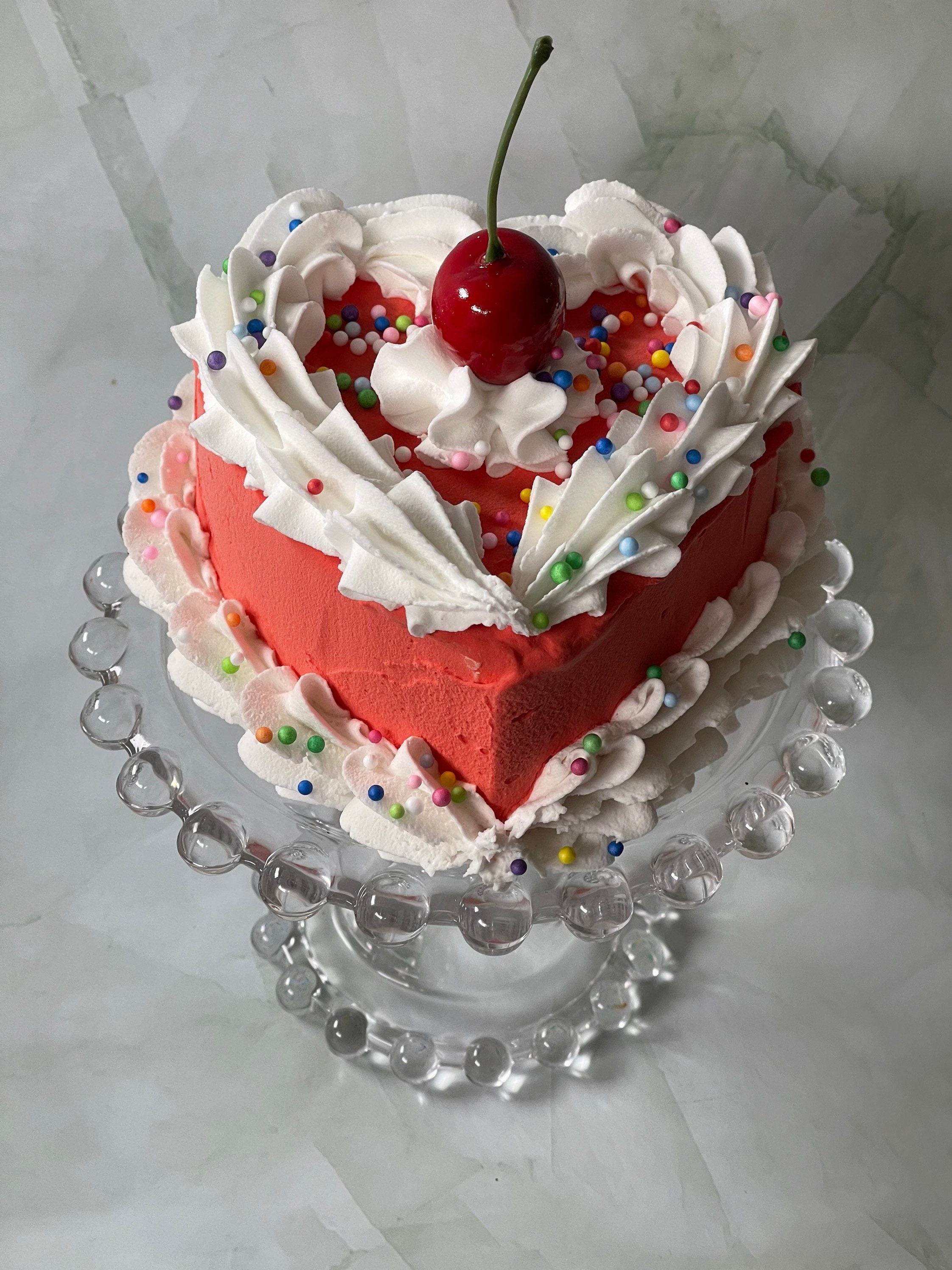 Red Heart Fake Cake With Sprinkles/faux Cake in Free Gift Box - Etsy