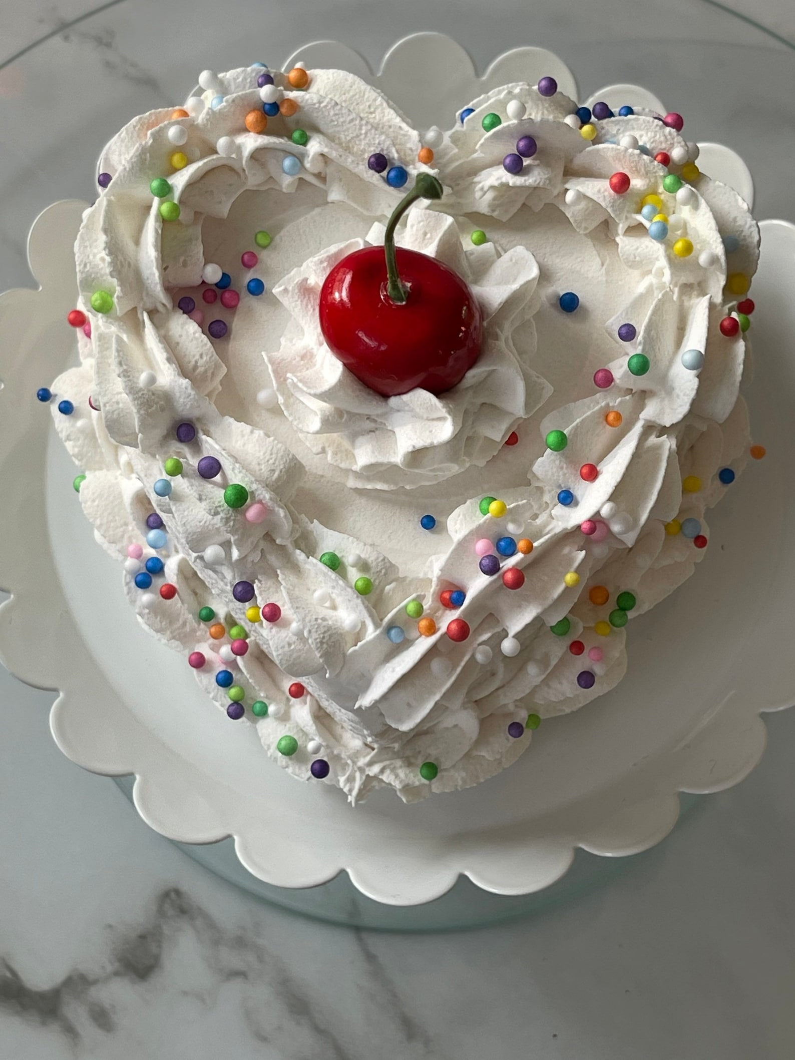 White Iced and Sprinkles Heart Cake/fake Cake - Etsy