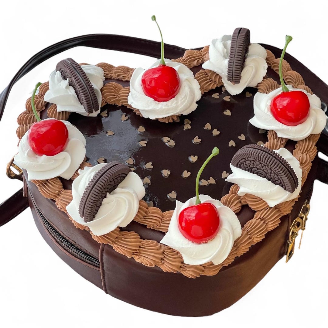 Faux Chocolate Fudge Cherry Cookie Heart Purse Cake - Etsy