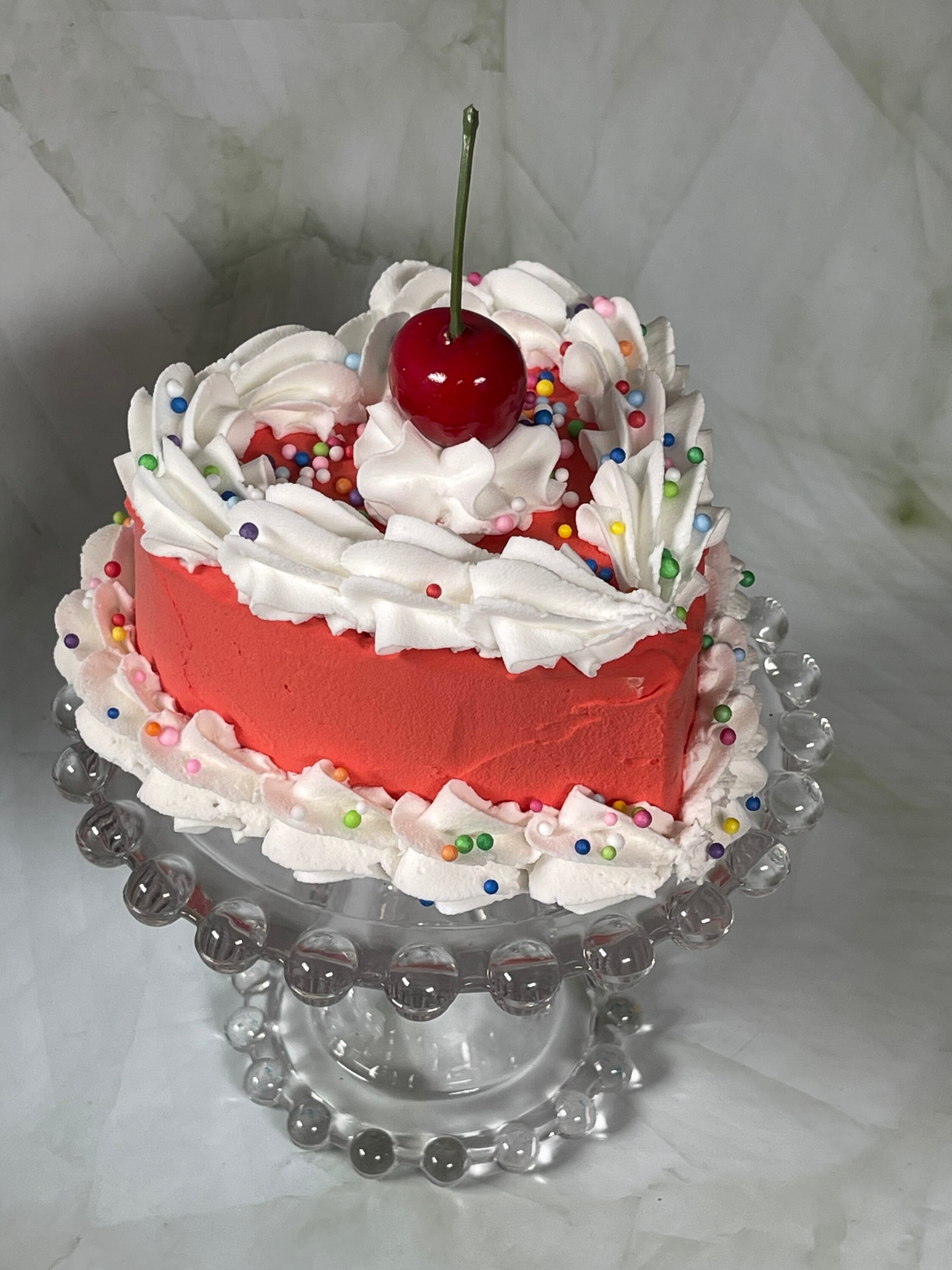 Red Heart Fake Cake With Sprinkles/faux Cake in Free Gift Box - Etsy