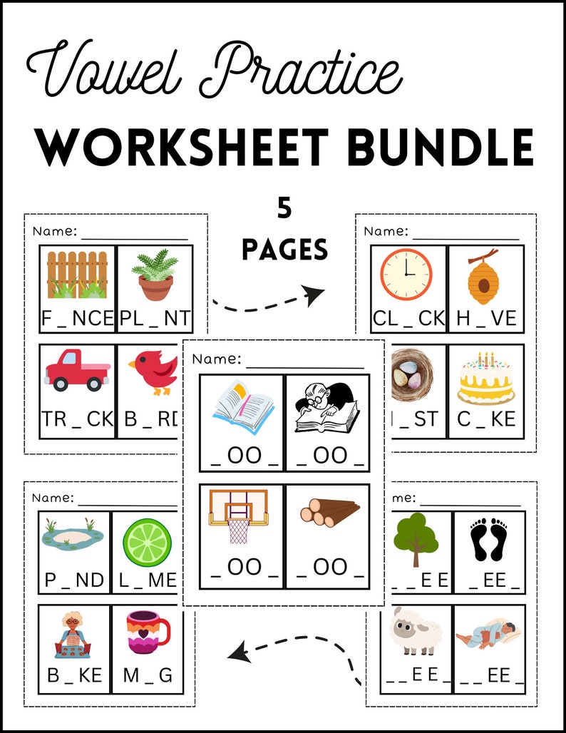 Vowel Practice . Worksheet Bundle . Classroom Worksheet . Home School ...