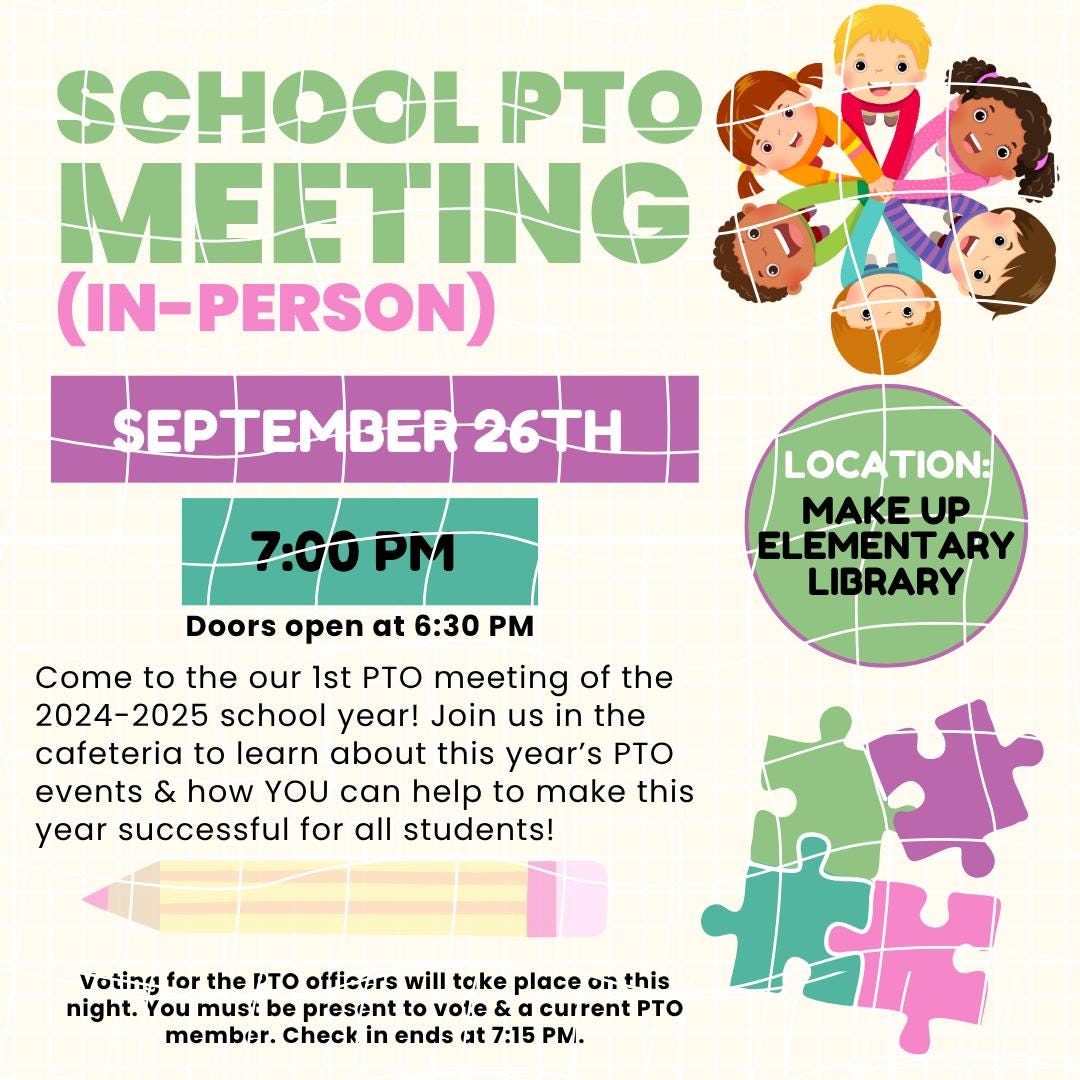 Editable PTO Meeting Flyer / Virtual School Event Template / Elementary ...