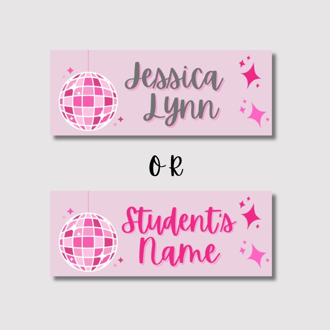 Pink Disco Labels for School . Pink Sparkle Labels . School Supplies ...