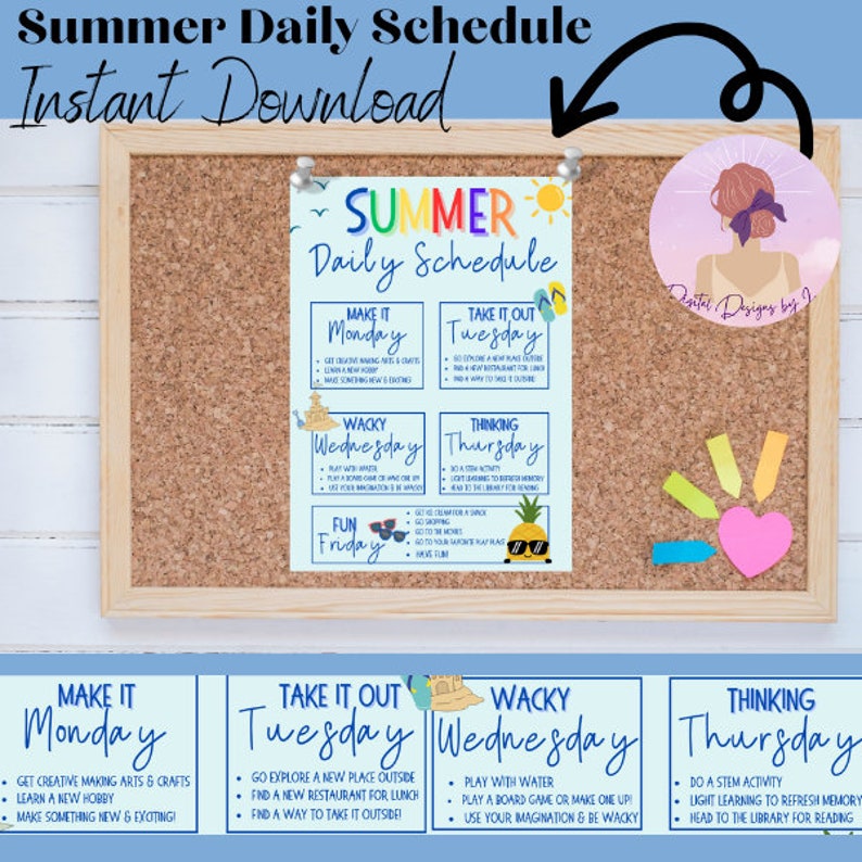 Kids Summer Daily Checklist . Instant Download . Summer Printable ...