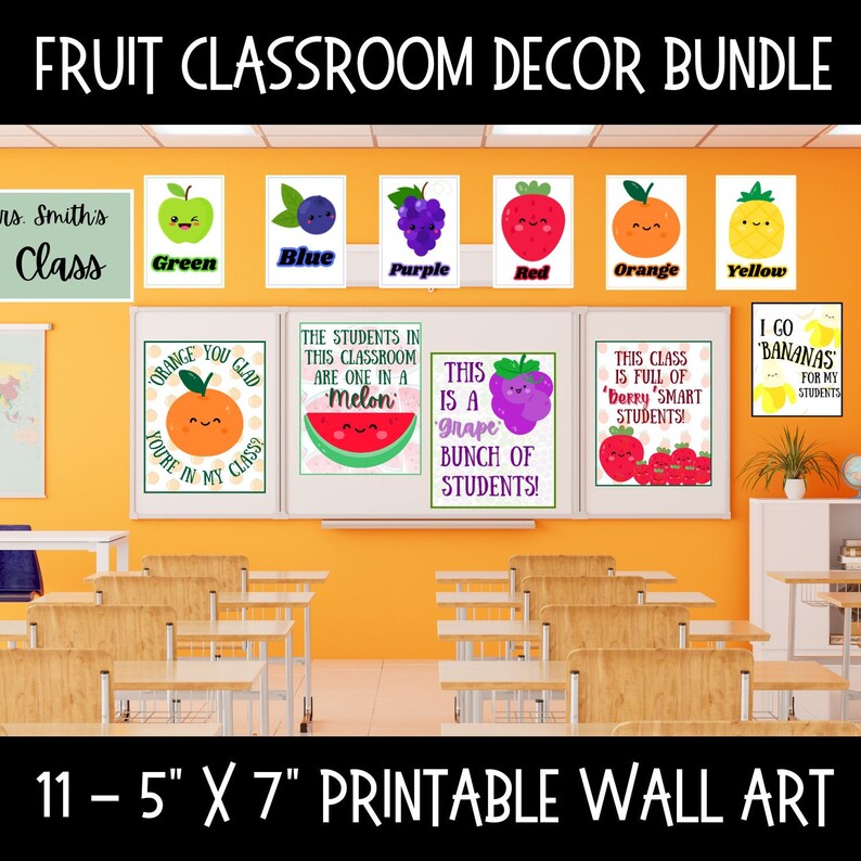 Classroom Decor Fruit I Smiling Fruit Room Decor I Instant Download I ...