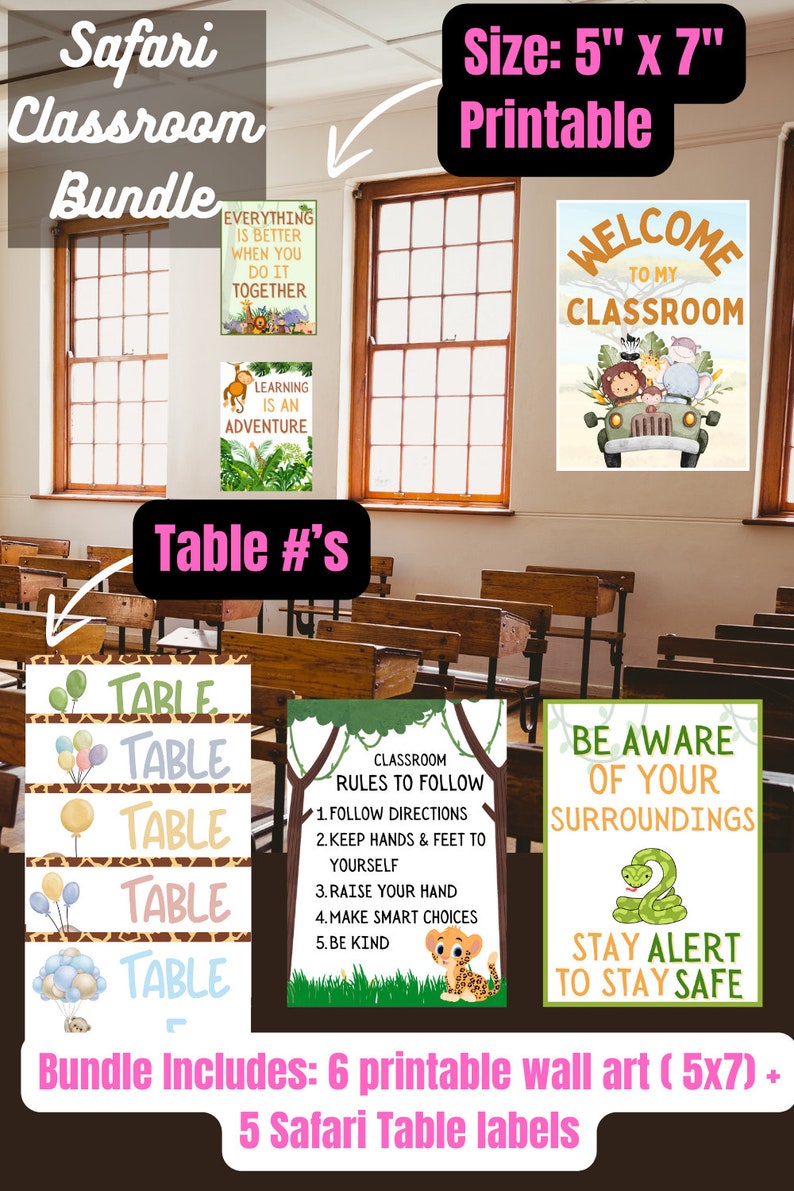 Safari Classroom Bundle Instant Download I Jungle Classroom Decor ...