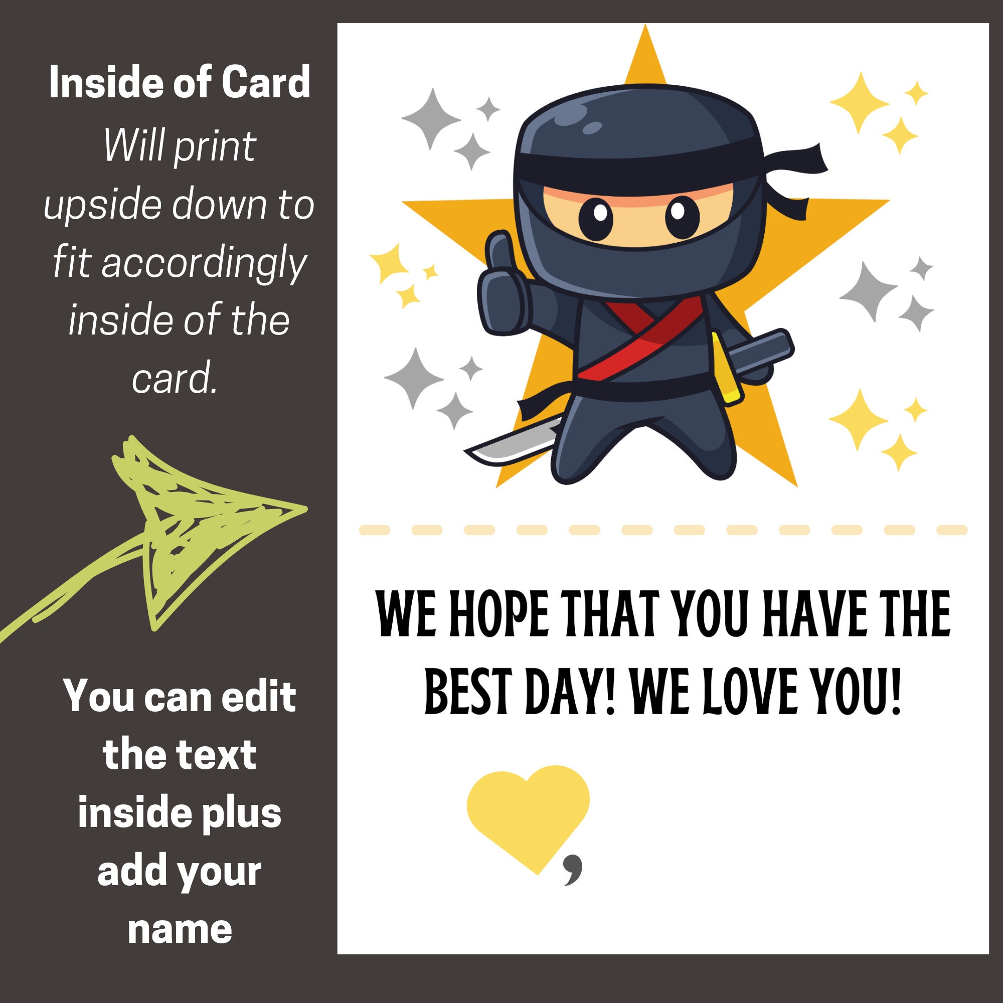 Ninja Birthday Card . Canva Edit . Instant Download Ninja Birthday Card ...