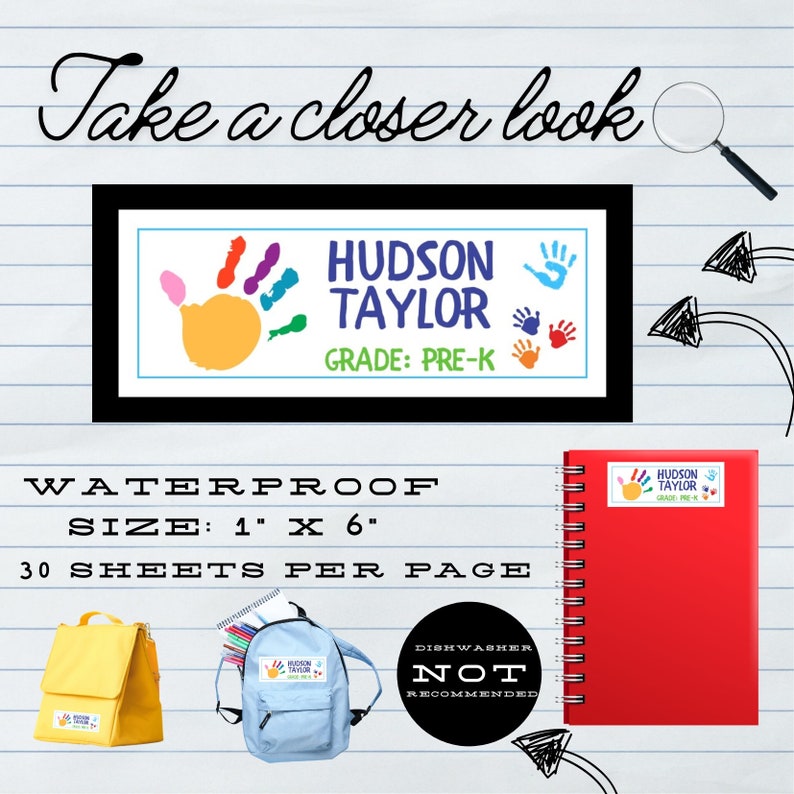 Kids Labels . Handprint Labels . 30 Sheet Labels . Grade Level Labels ...