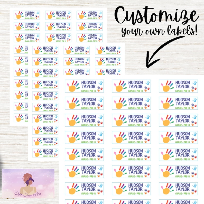 Kids Labels . Handprint Labels . 30 Sheet Labels . Grade Level Labels ...