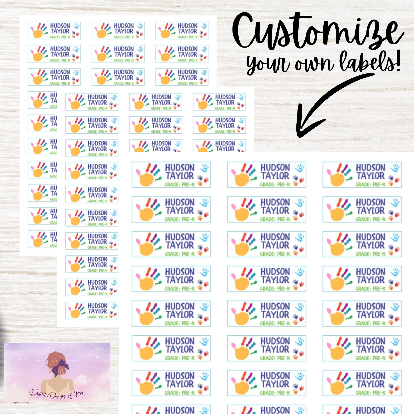 Kids Labels . Handprint Labels . 30 Sheet Labels . Grade Level Labels ...