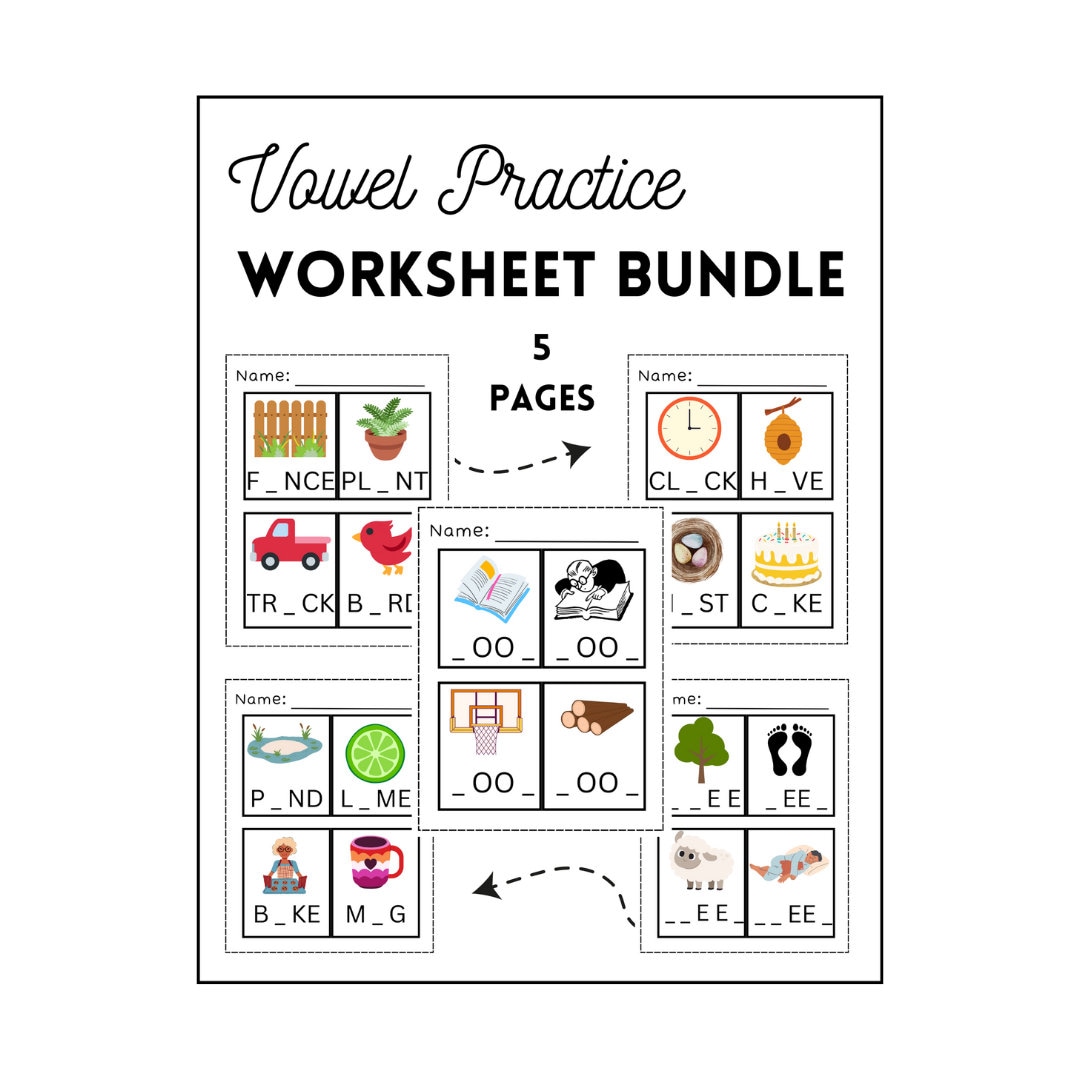 Vowel Practice . Worksheet Bundle . Classroom Worksheet . Home School ...