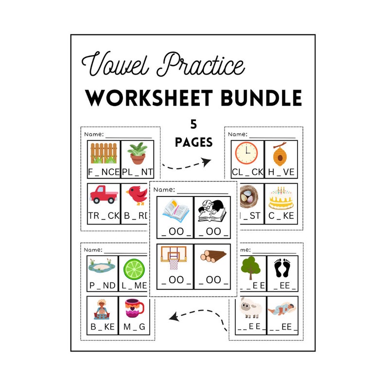 Vowel Practice . Worksheet Bundle . Classroom Worksheet . Home School ...